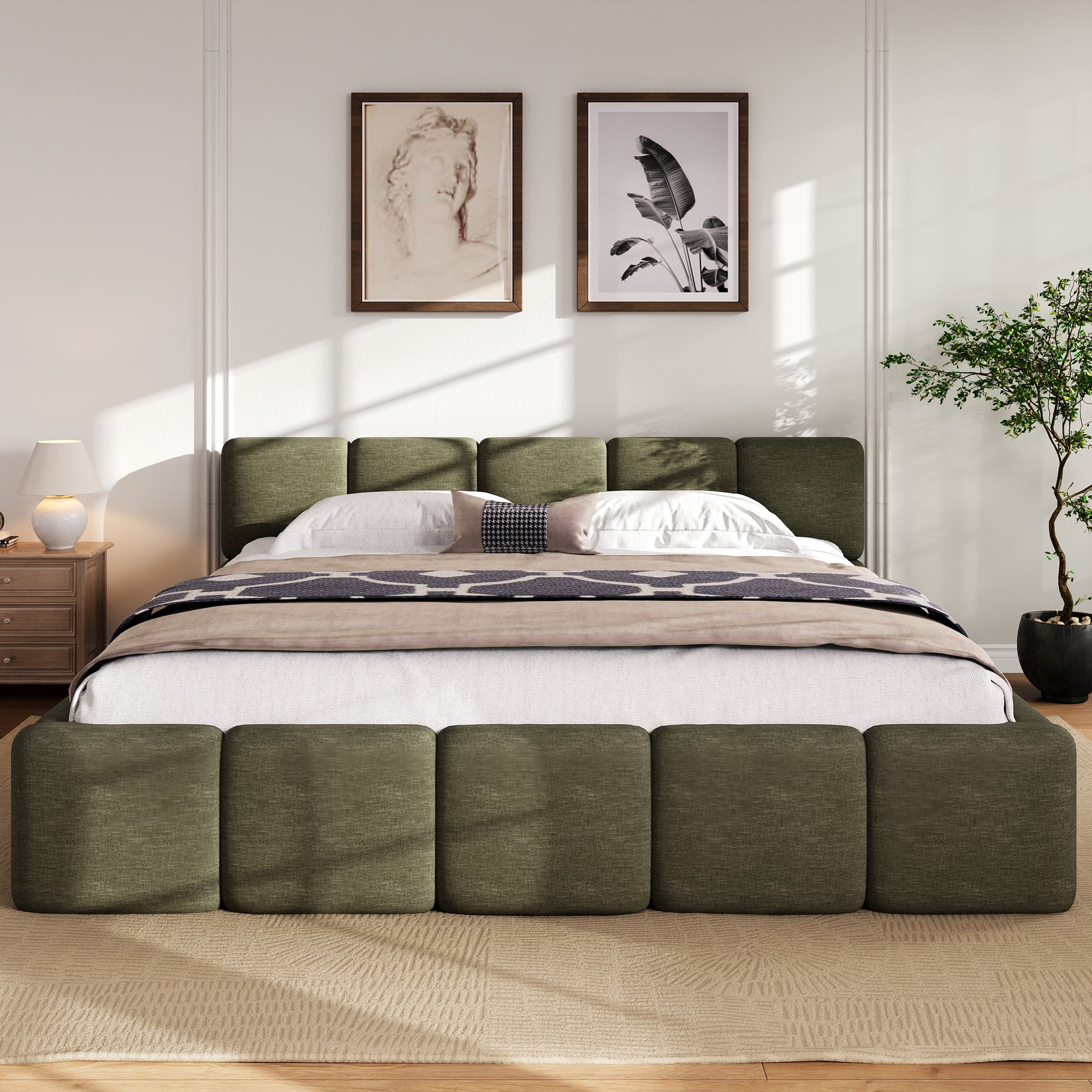 Click here for Noble House King Size Platform Bed  Linen Thickene... prices