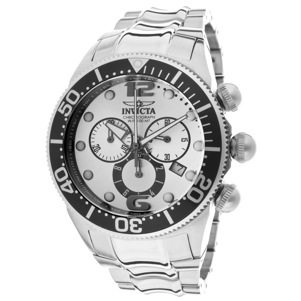 Invicta Men's 14199 Lupah Diver Silver Dial Steel Bracelet Chronograph ...