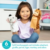 Melissa & Doug Safari Buddies Hand Puppets, Set of 6 (Elephant, Tiger ...