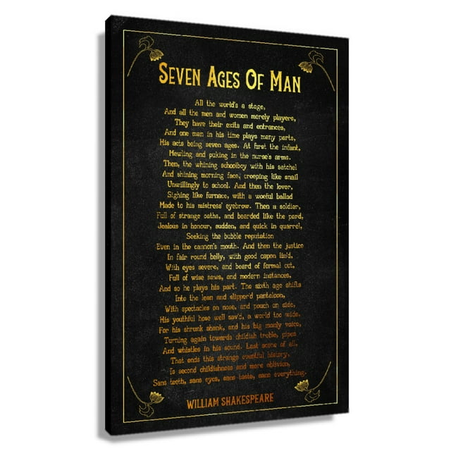 Seven Ages of Man Poem Wall Decor William Shakespeare Quote Wall Art ...