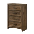 3Pc Brown Architectural Paneling King Bed Chest Nightstand Set Bedroom ...