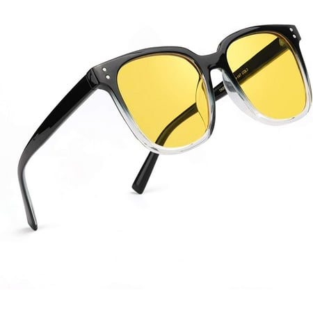 Square Night-Vision Glasses for Women, HD Polarized Yellow Lenses Night ...