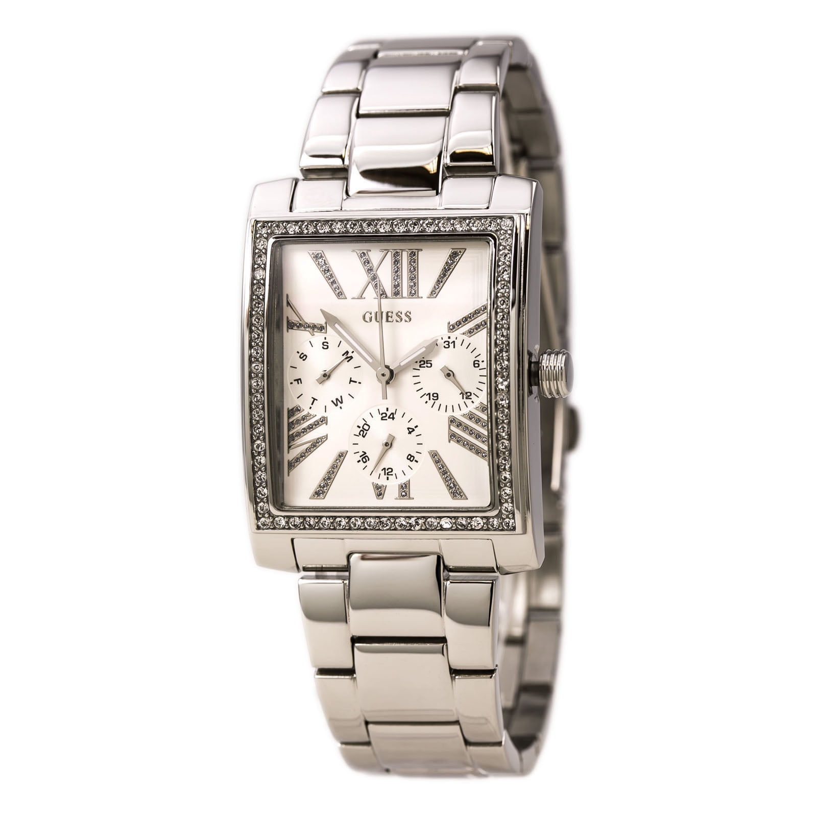 U0446L1 Women's Stunning Retro White Dial Crystal Bezel Stainless Steel ...