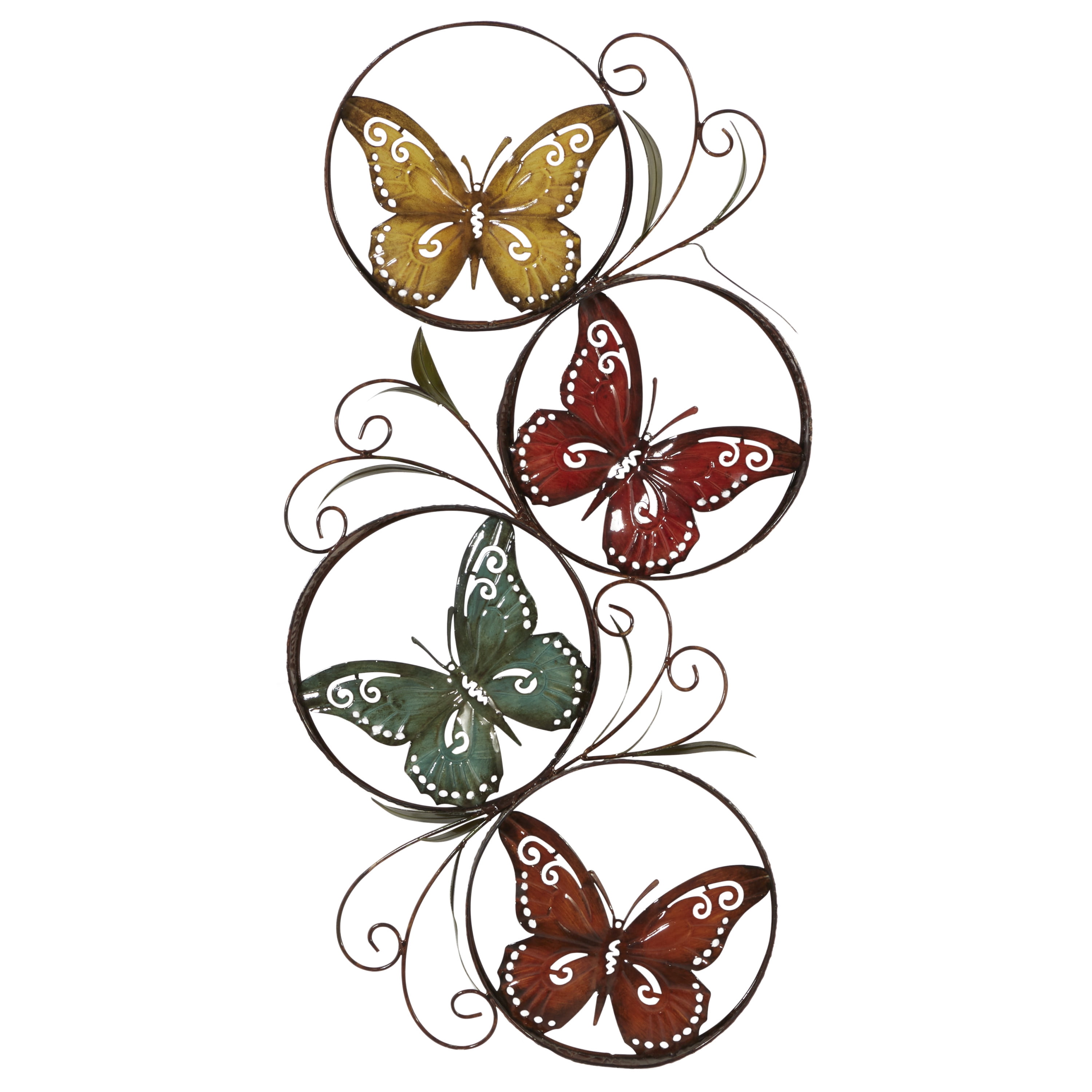 DecMode Multi Colored Metal Indoor Outdoor Butterfly Wall Decor with ...