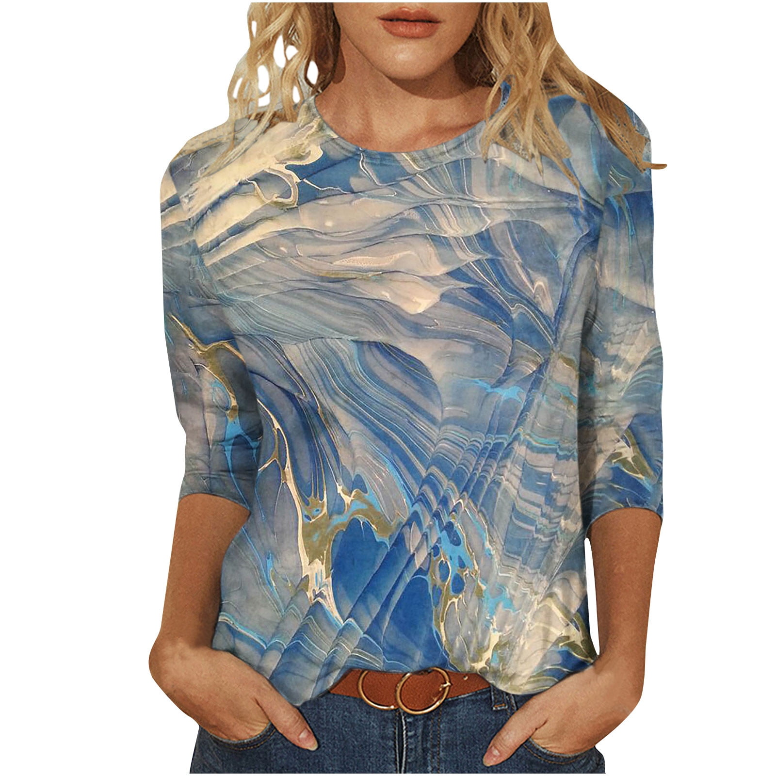 Click here for Unbranded Womens Fashion Printed Loose T-Shirt 3/4... prices