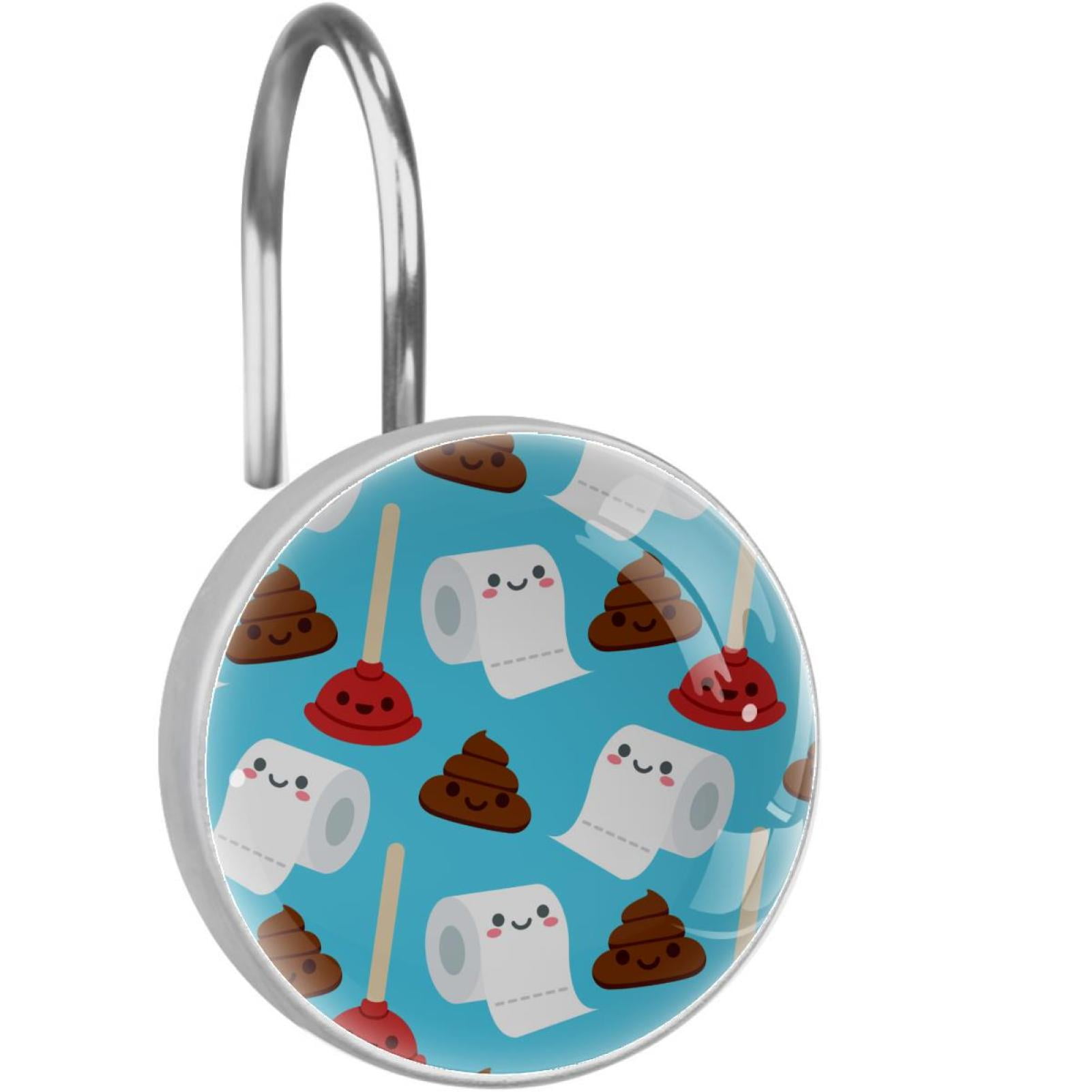 Toilet Paper Plunger Poop Shower Curtain Hooks（Set of 12）for Home Hotel ...
