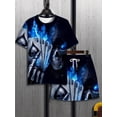 Blue Plus Size Mens All-Over Print Short Sleeve T-Shirt And Shorts Set ...