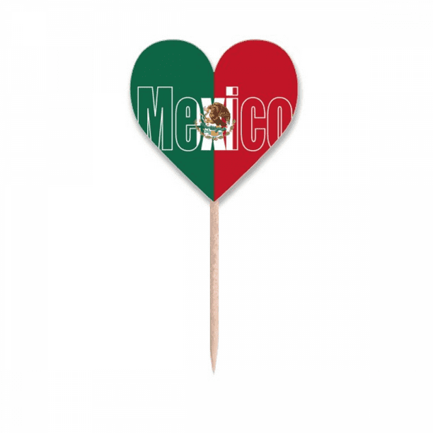 Mexico Country Flag Name Art Deco Fashion Toothpick Flags Heart Lable ...