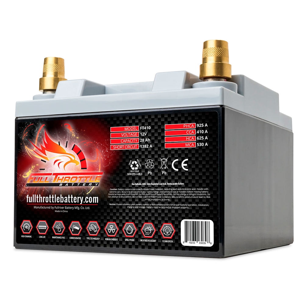 Full Throttle FT410 AGM Battery Motorcycle size BTX30L - Walmart.com