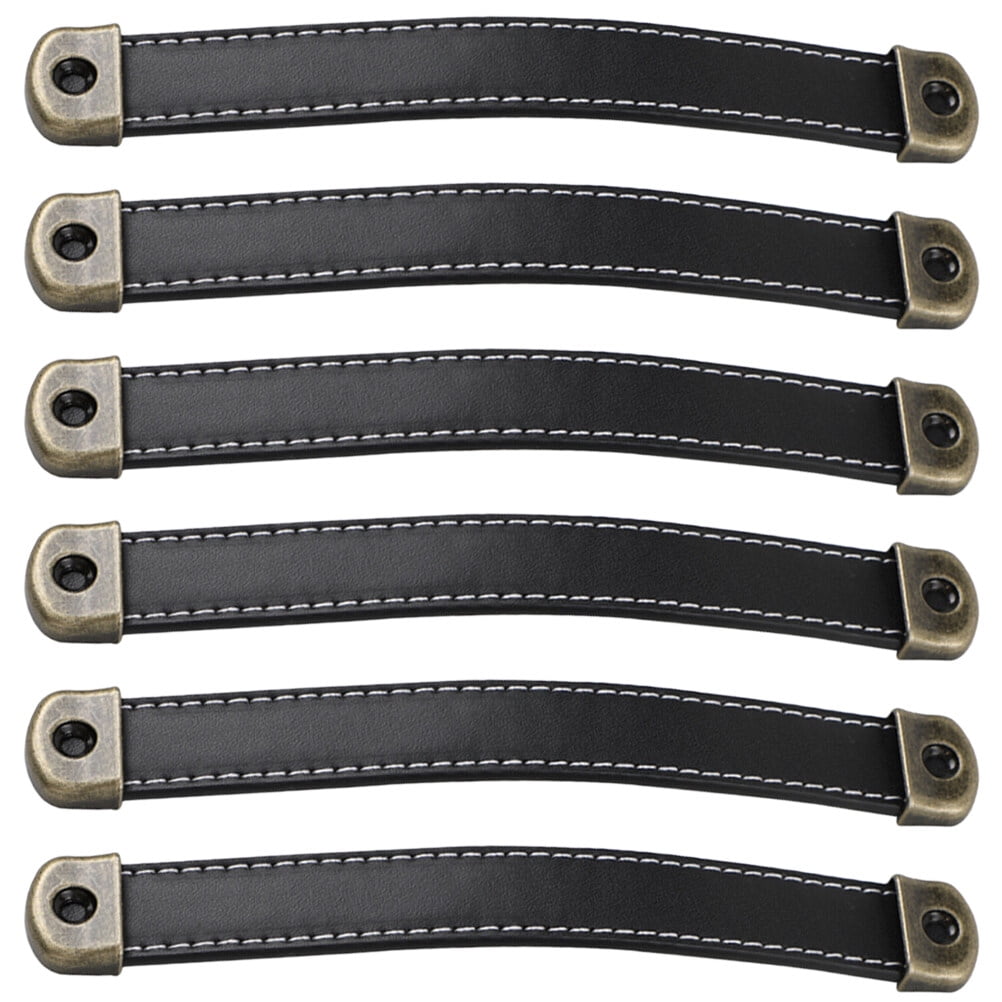 6pcs Leather Pull Handles Dresser Handles Drawer Pulls Cabinet Cupboard ...