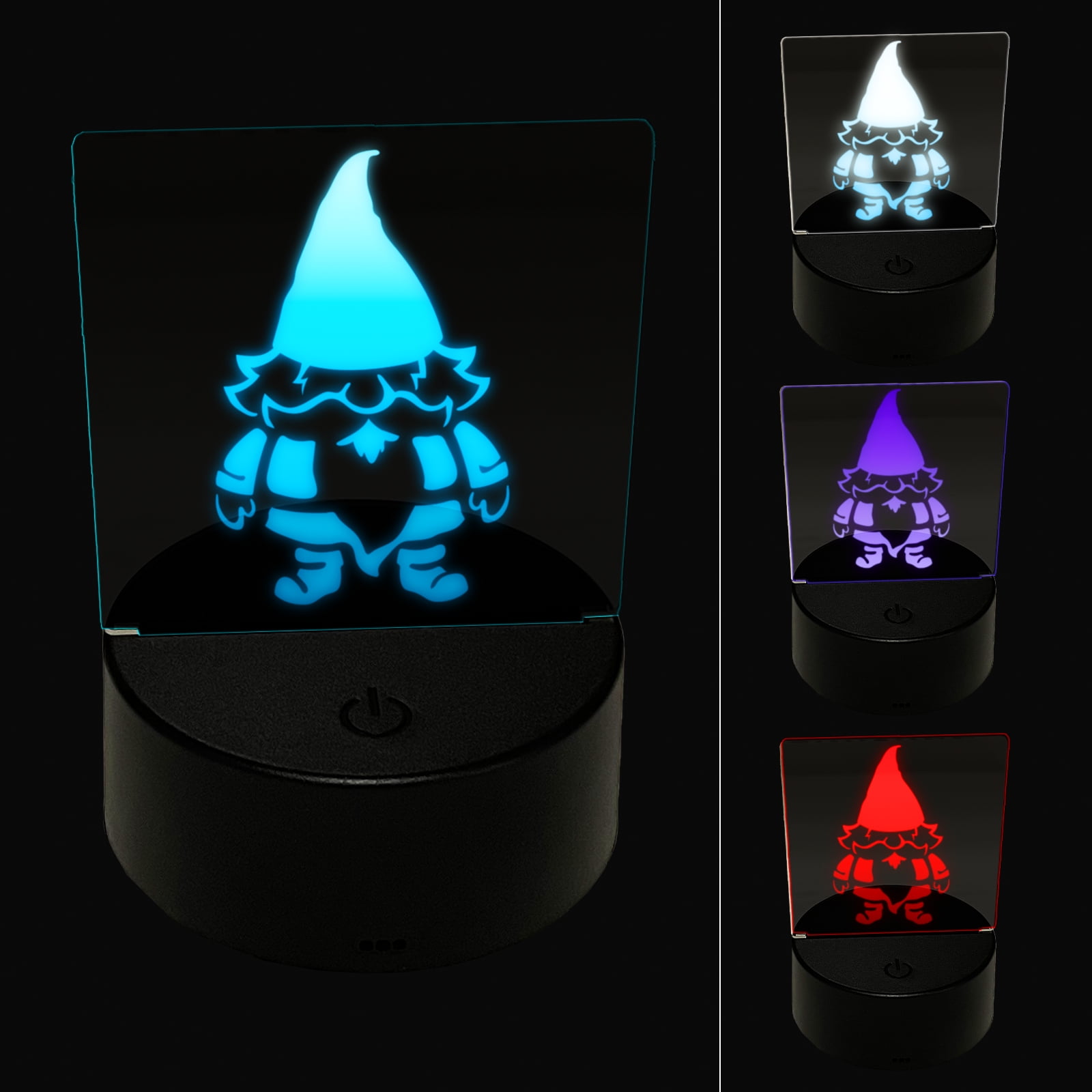 Whimsical Little Garden Gnome LED Night Light Sign 3D Illusion Desk ...