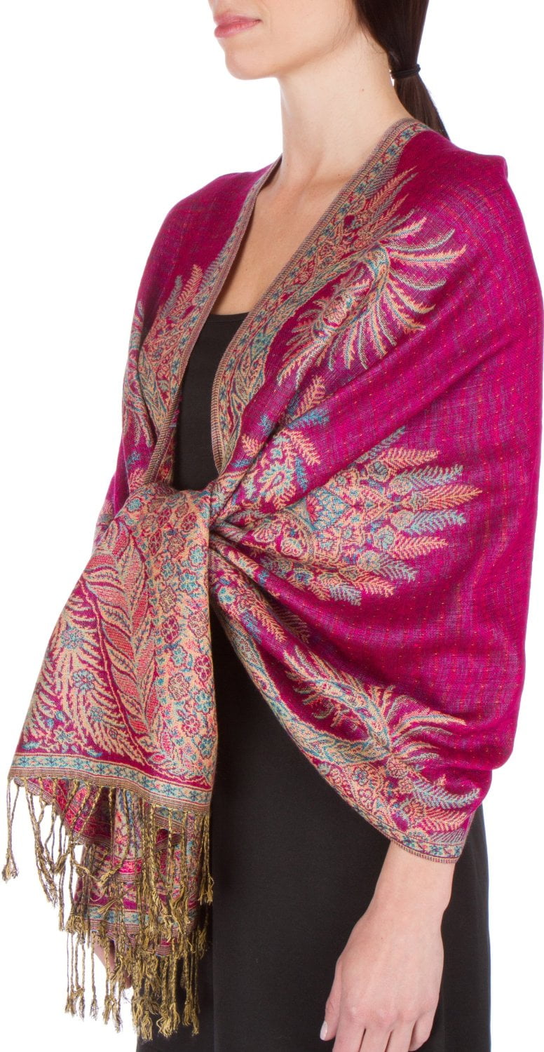 Sakkas 70" x 28" Big Paisley Jacquard Layered Woven Pashmina Shawl ...