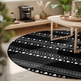 Abstract Bohemian Striped Lines Round Rug 5ft Retro Geometric on Black ...