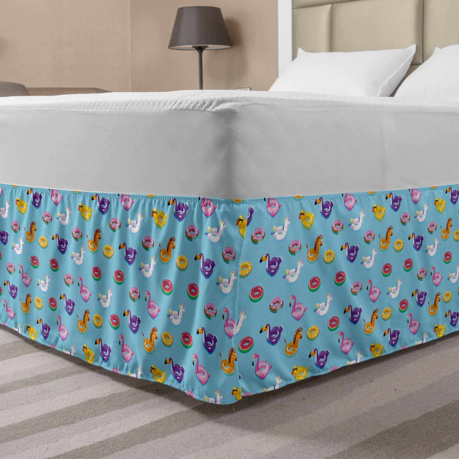 Swimming Bed Skirt, Toys Floating Unicorn Toucan Giraffe Donut ...