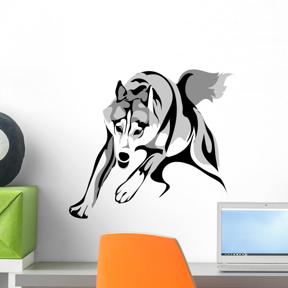 Vector Stylized Wolf Wall Mural Decal by Wallmonkeys Vinyl Peel and ...