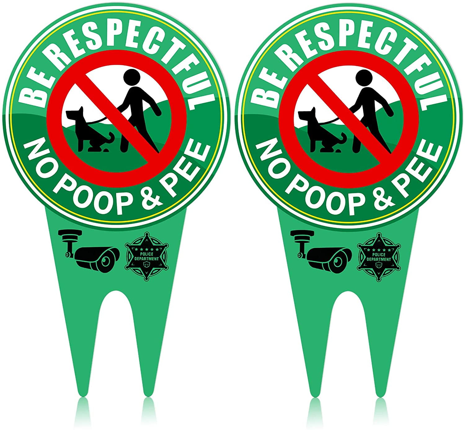 2 Pieces No Poop Dog Signs No Poop and Pee Sign Luminous Be Respectful ...