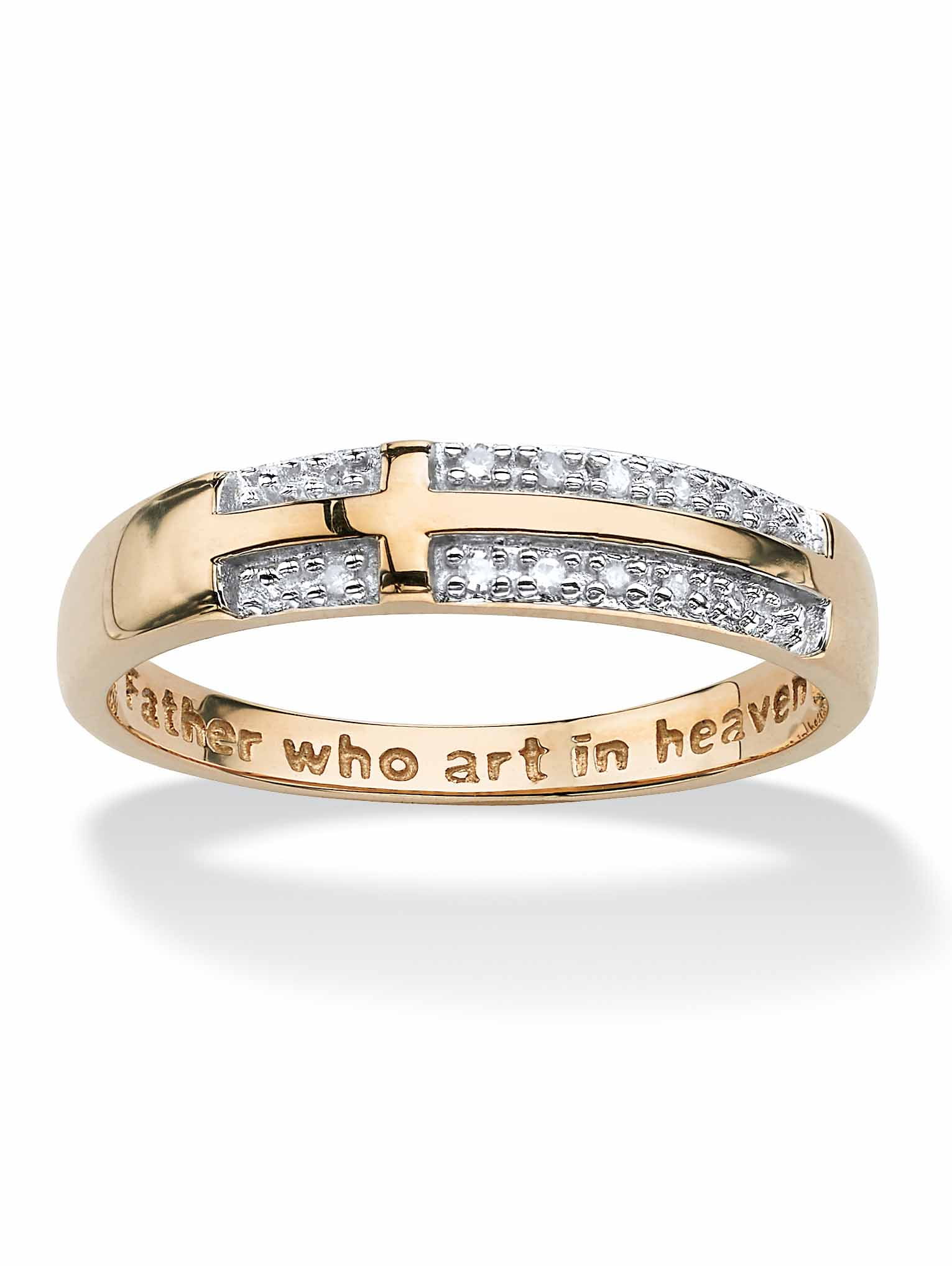 PalmBeach Jewelry Diamond Accent Triple Cross Ring In Solid