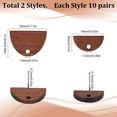 1Box 20 Pairs 2 Styles Half Round Walnut Wood Stud Earring Findings ...