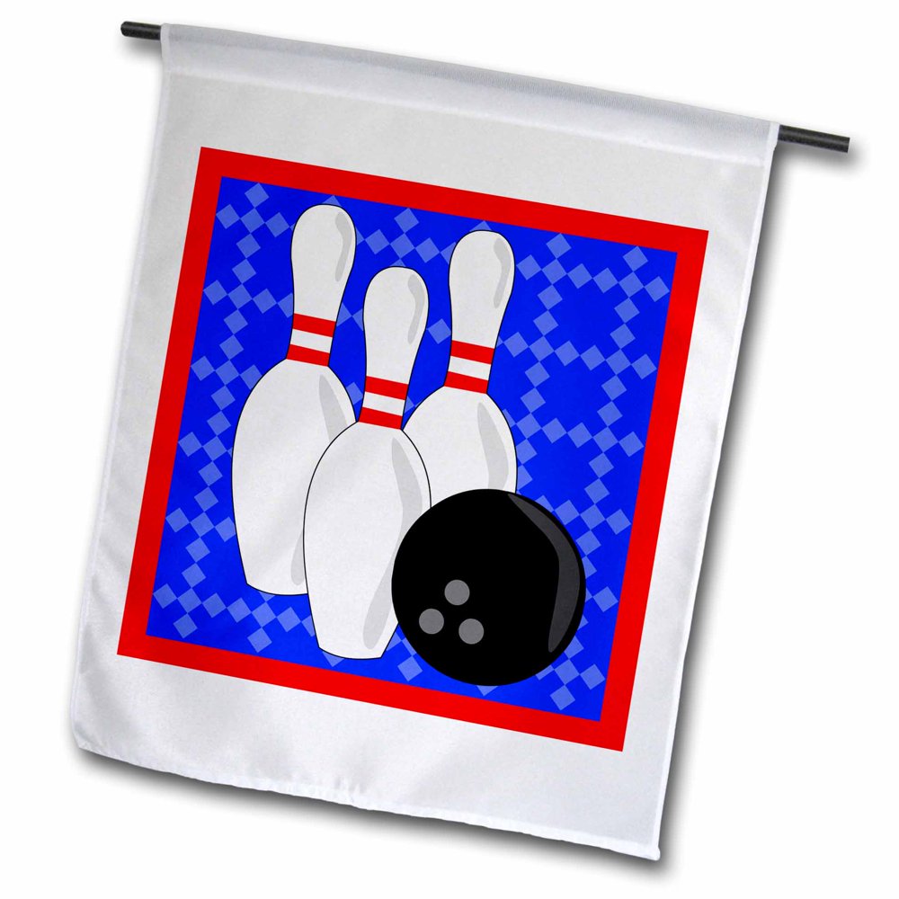 3dRose Blue and Red - Bowling Pins and Ball - Garden Flag, 12 by 18 ...