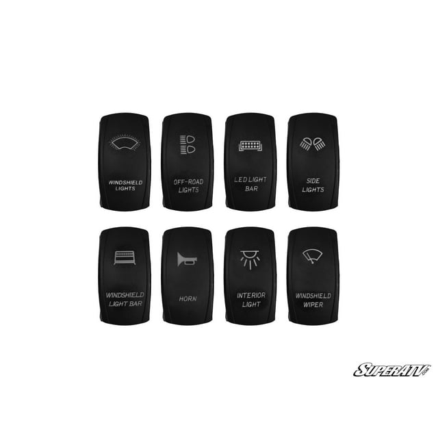SuperATV 12V/20A Momentary Off-Road Rocker Switch for Windshield Lights ...