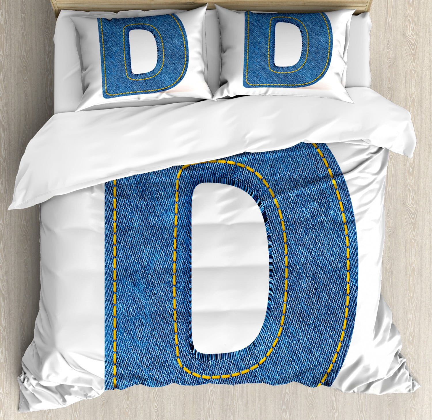 Letter D Queen Size Duvet Cover Set, Retro Fashion Vibes Inspired ...