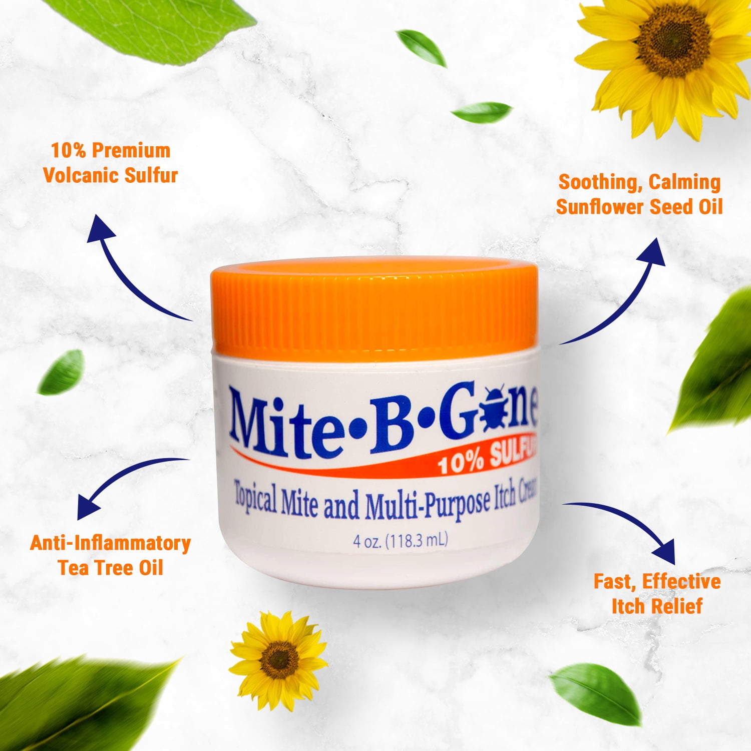 Buy Mite-B-Gone 10% Sulfur Cream (4oz) | Itch Relief from Mites, Insect ...