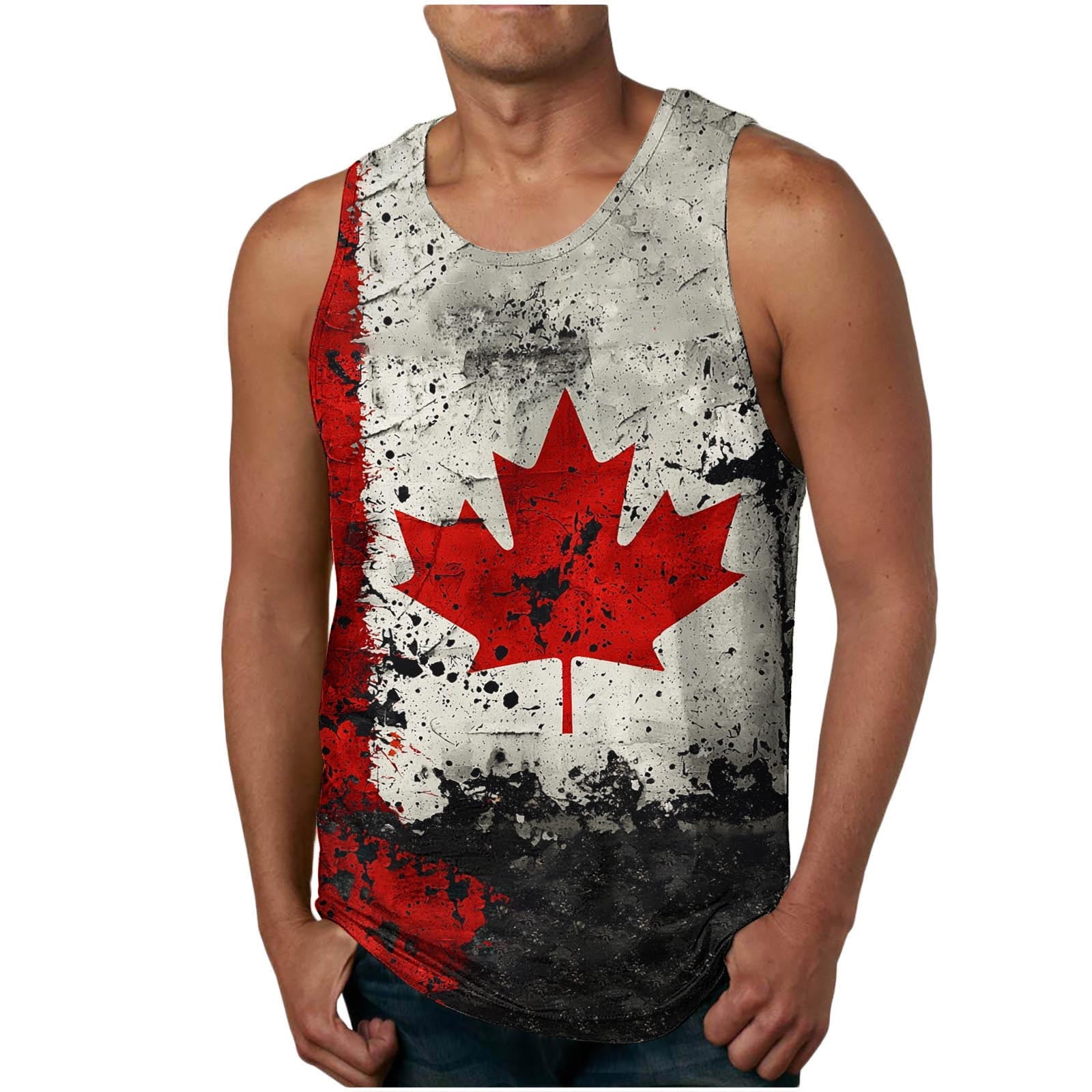 Click here for Nerohusy Canadian Flag Tank Tops For Men Red Maple... prices