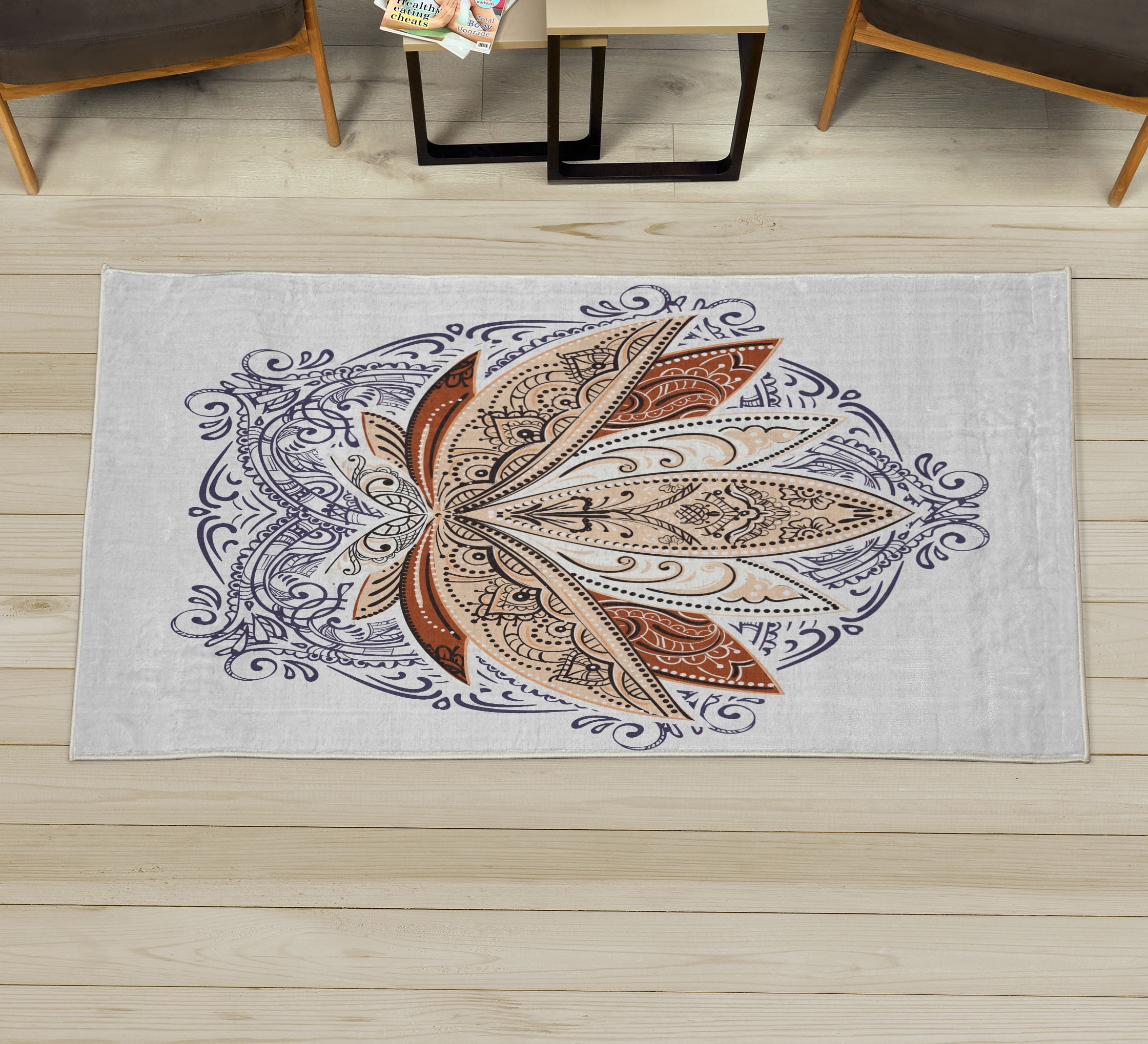 Lotus Decorative Rug, Flower Bloom Ornaments Exotic Petals Oriental ...
