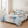 90x96in Quilt Bedding Set, Gradient Brown Blue Geometric Lightweight ...