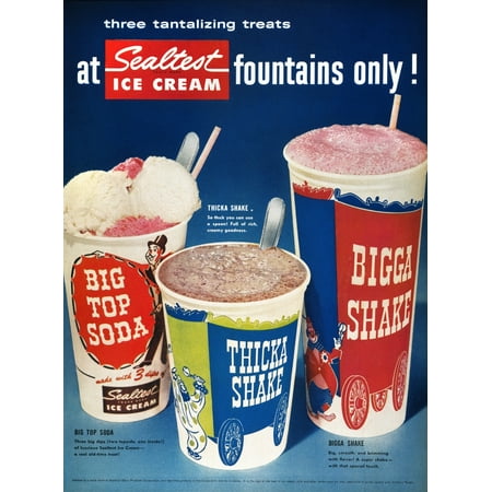 Ice Cream Ad, 1955. /Nadvertisement For Sealtest Ice Cream Sodas And ...