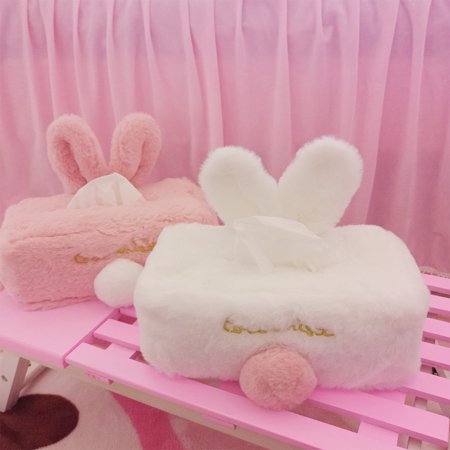 Volkmi Soft cute cute pink rabbit plush tissue cover rabbit ears home ...