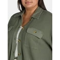Terra & Sky Women's Plus Size Waffle Knit Shacket, Button Down Cotton ...