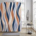 Abstract Stripes Shower Curtain for Bathroom, Geometric Orange Navy ...