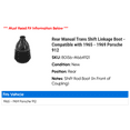 Rear Manual Trans Shift Linkage Boot - Compatible with 1965 - 1969 ...