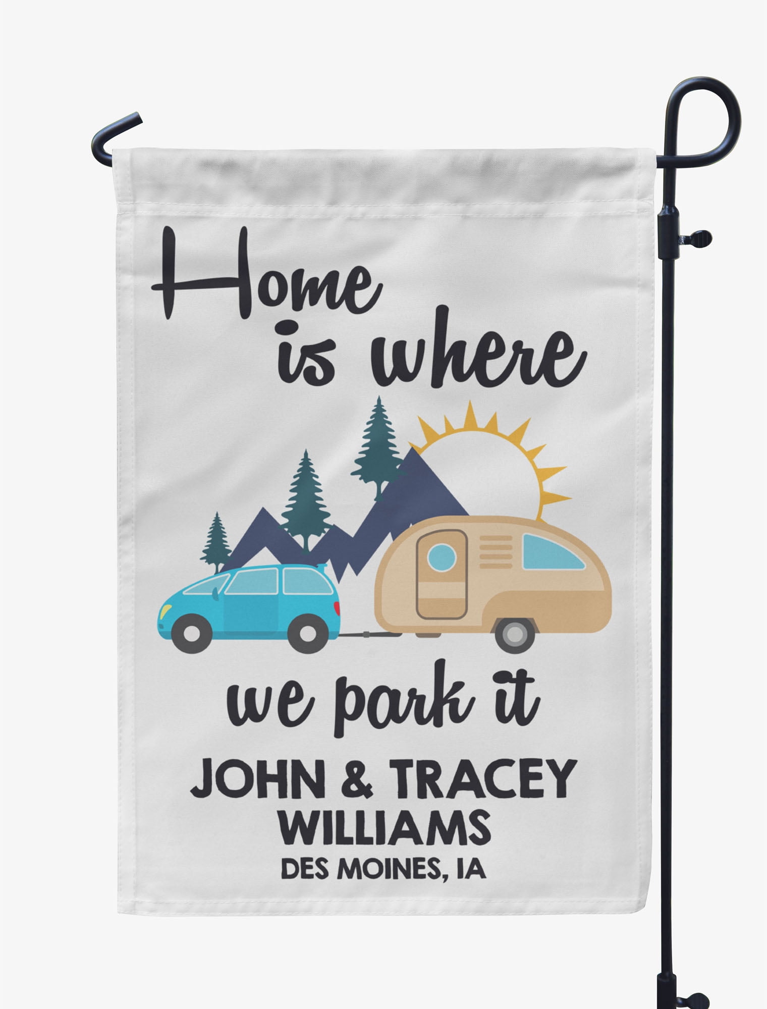 Printtoo White Home Is Where We Park It Retro Camp Trailer ...