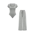 Kixjoy Jogging Suits for Women Ribbed Knit Tops and Pants Sets Short ...