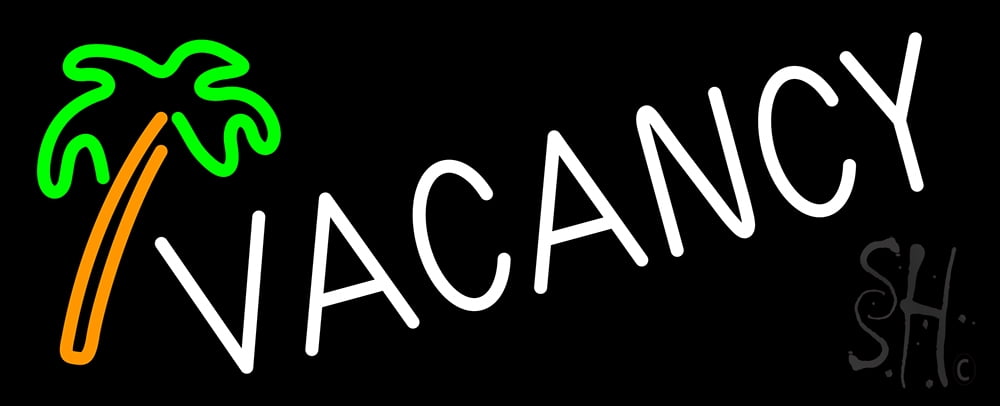 Vacancy With Tree LED Neon Sign 10 x 24 - inches, Black Square Cut ...