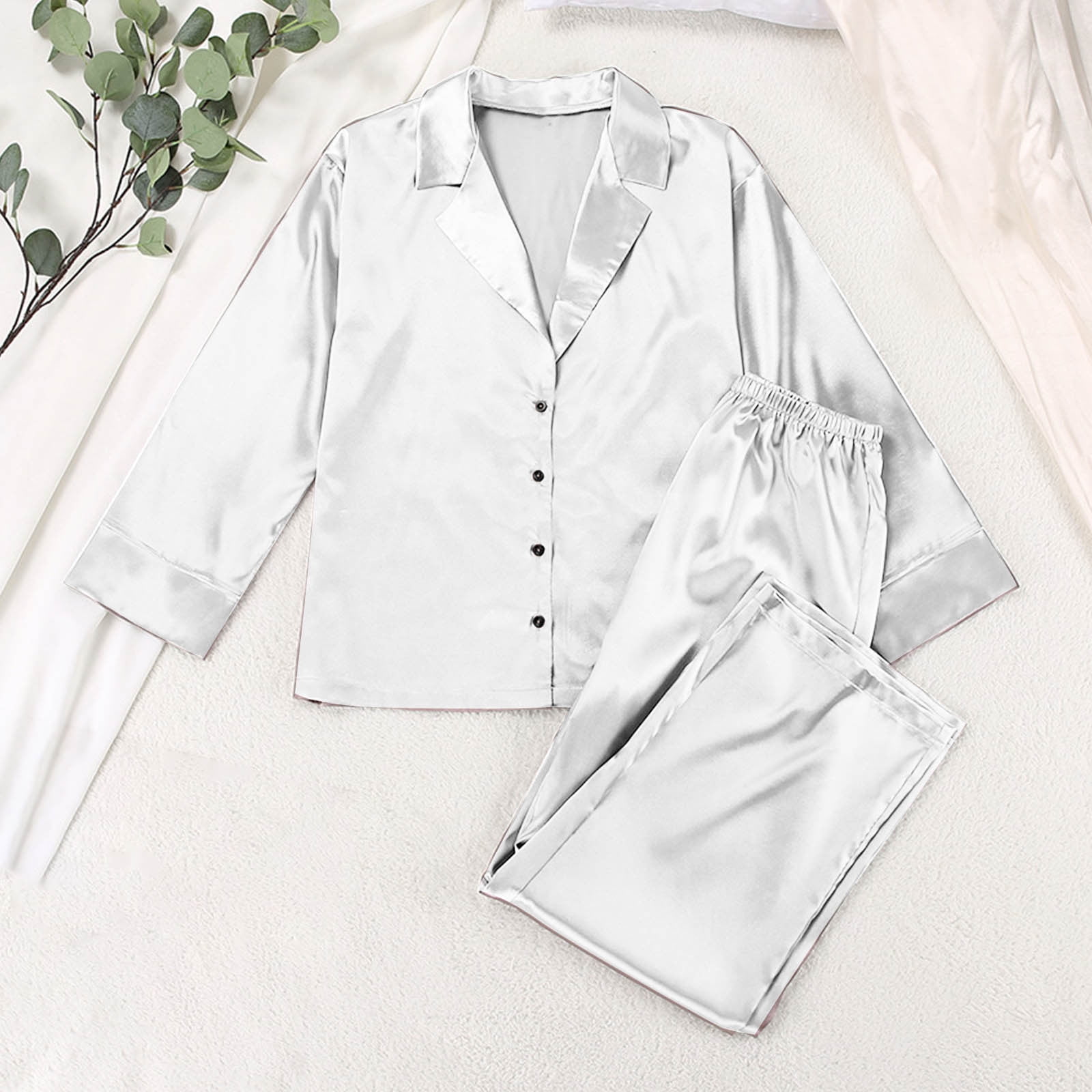 Click here for Hujlwoi Button Down Lounge Sets Women Satin Silky... prices