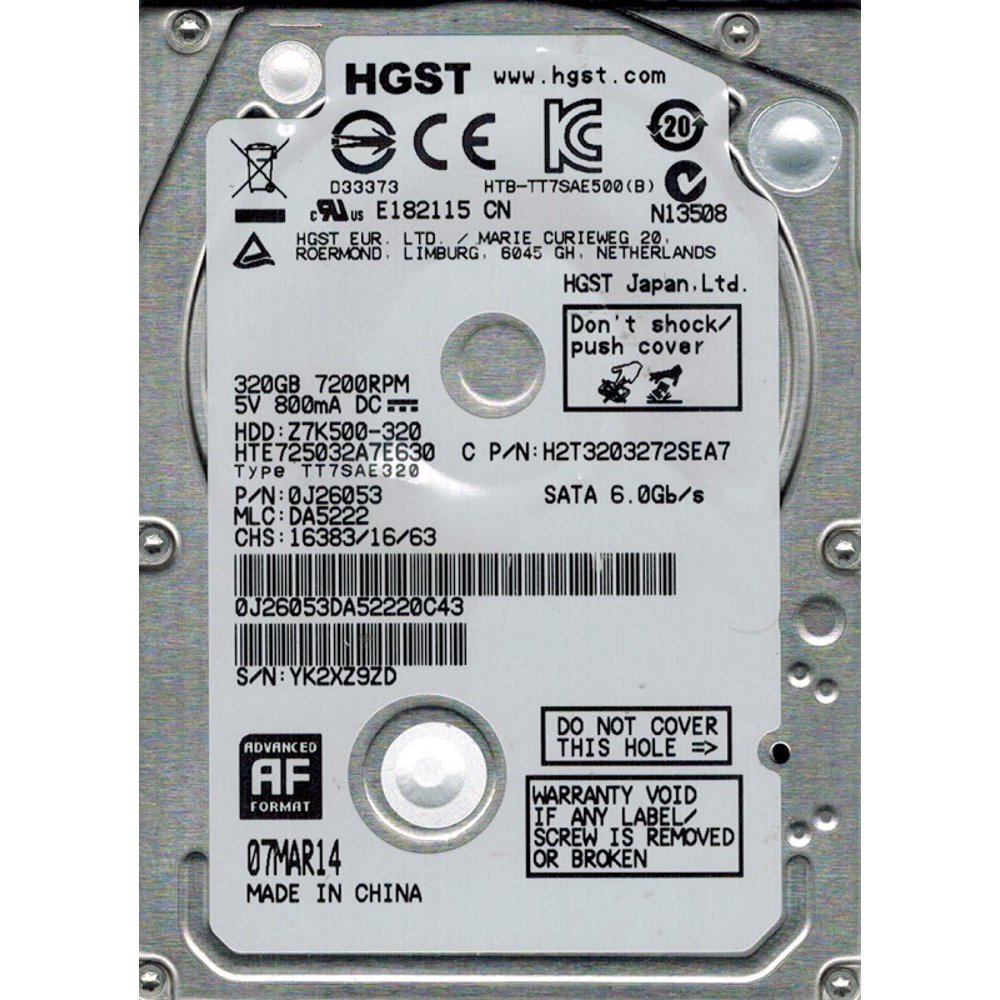 HTE725032A7E630 P/N: 0J26053 MLC: DA5222 HGST 320GB - Walmart.com ...