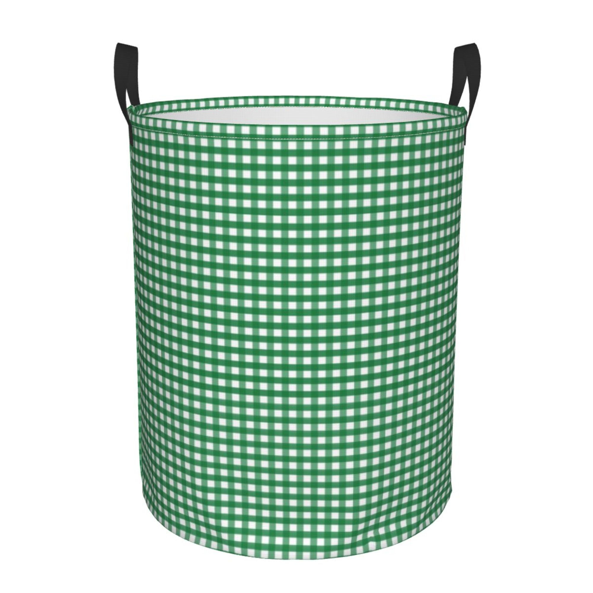 LNWH Laundry Basket, Green Gingham Check Pattern Foldable Laundry ...