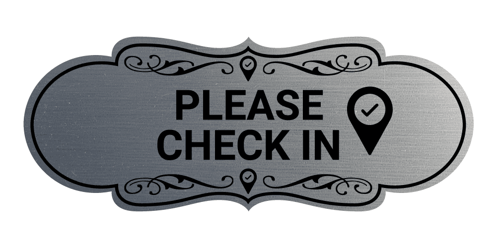 Designer Please Check In Sign (Brushed Silver) - Large - Walmart.com