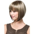 HellobyeShort Bobo Human Mix Hair Lace Wig Glueless Stragiht Wigs Black ...