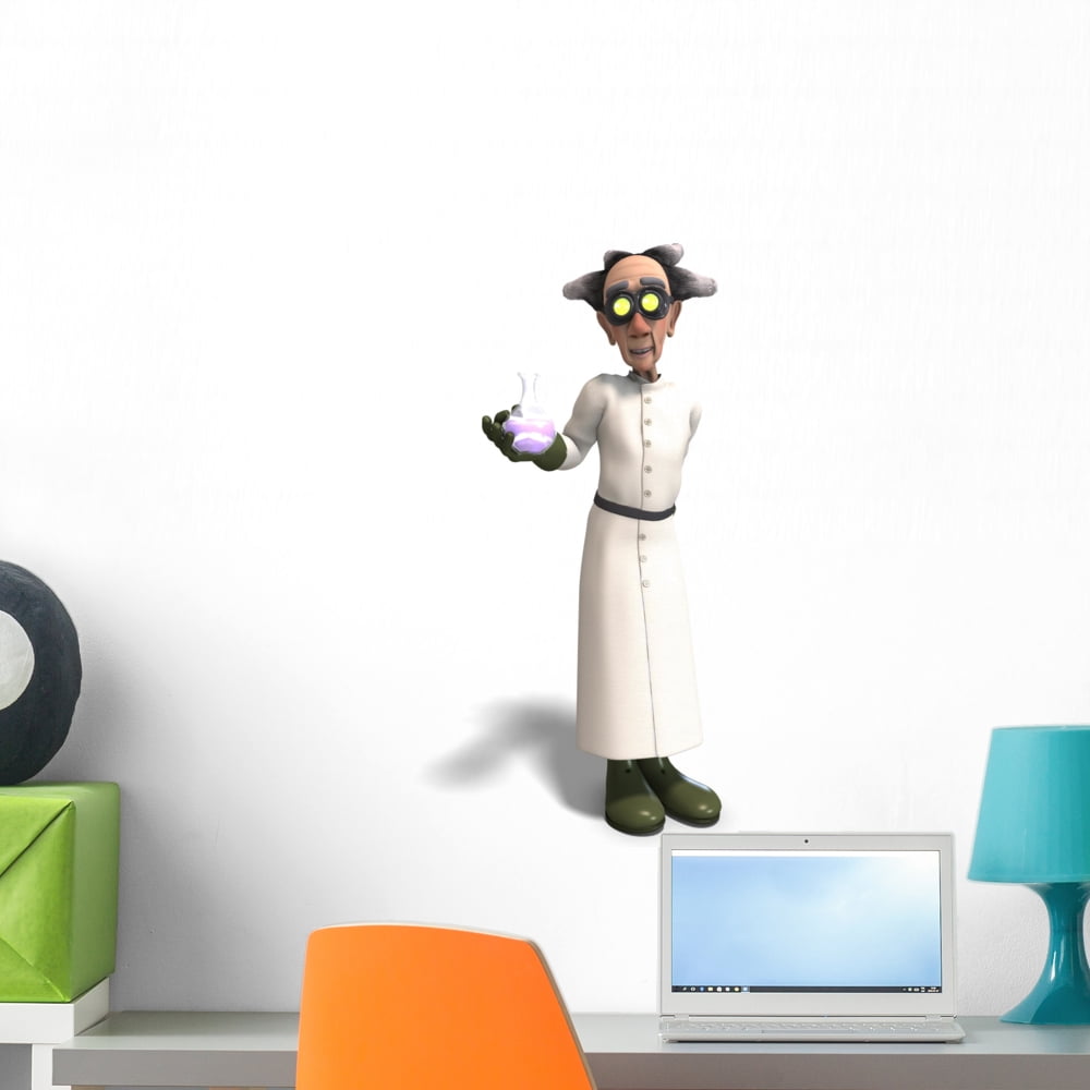 Mad Scientist with Dangerous Wall Decal Sticker by Wallmonkeys Peel and ...