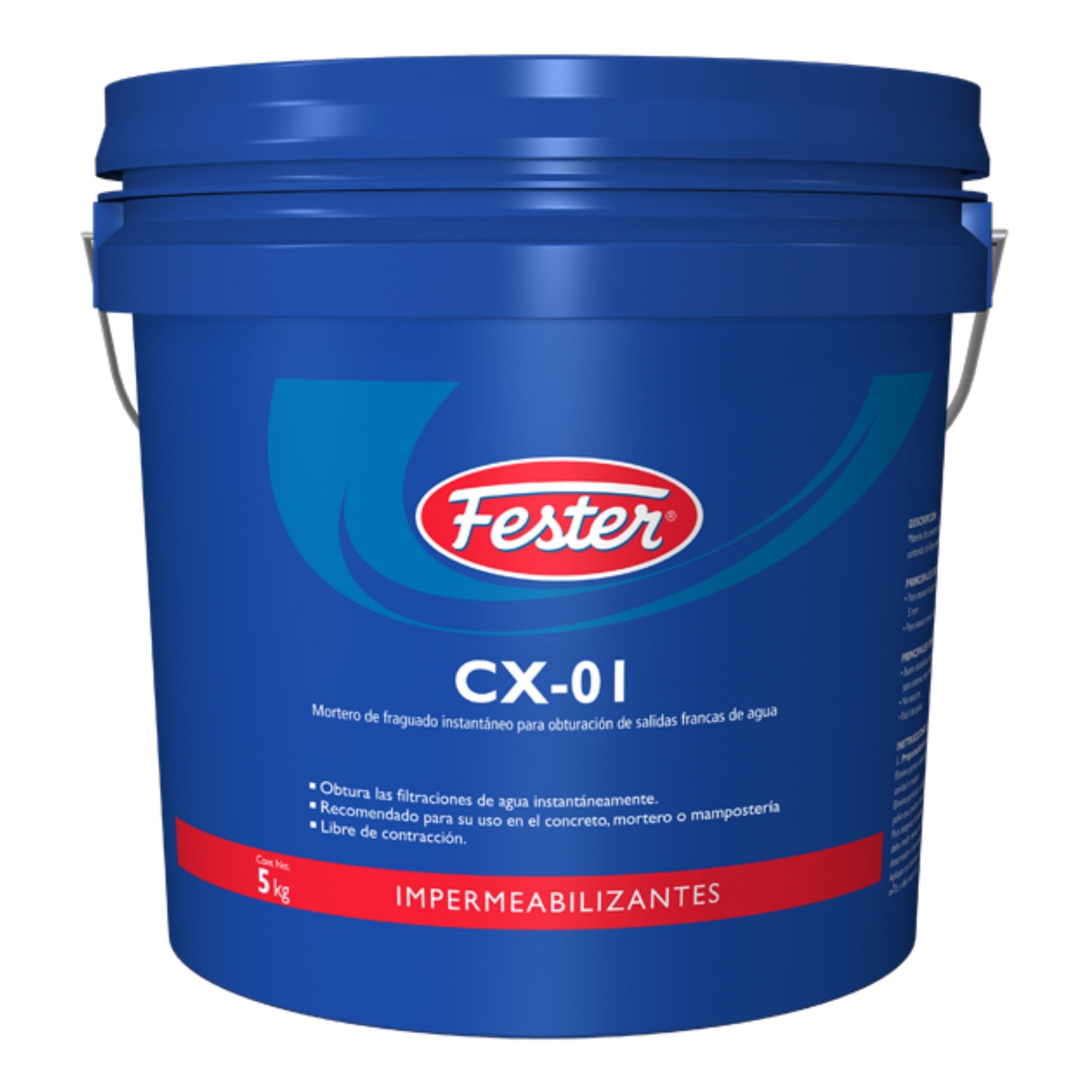 Mortero de Fraguado Instantáneo para Obturación de Salidas Francas de Agua Fester CX-01 5 KG ...