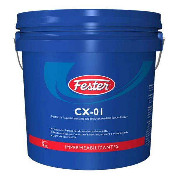 Mortero de Fraguado Instantáneo para Obturación de Salidas Francas de Agua Fester CX-01 5 KG ...