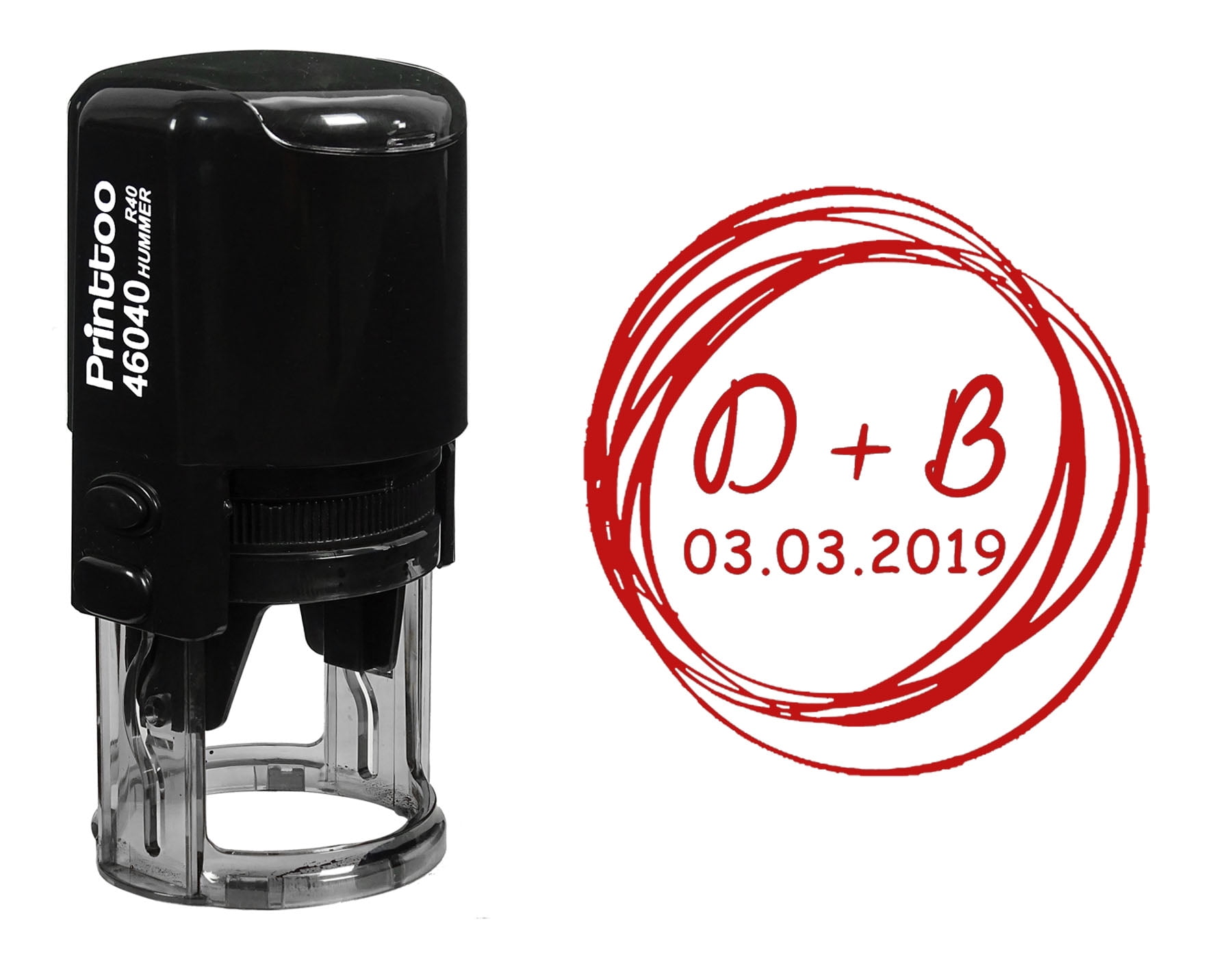 Printtoo Self Inking Custom Rubber Stamp Round Scribble Save The Date ...