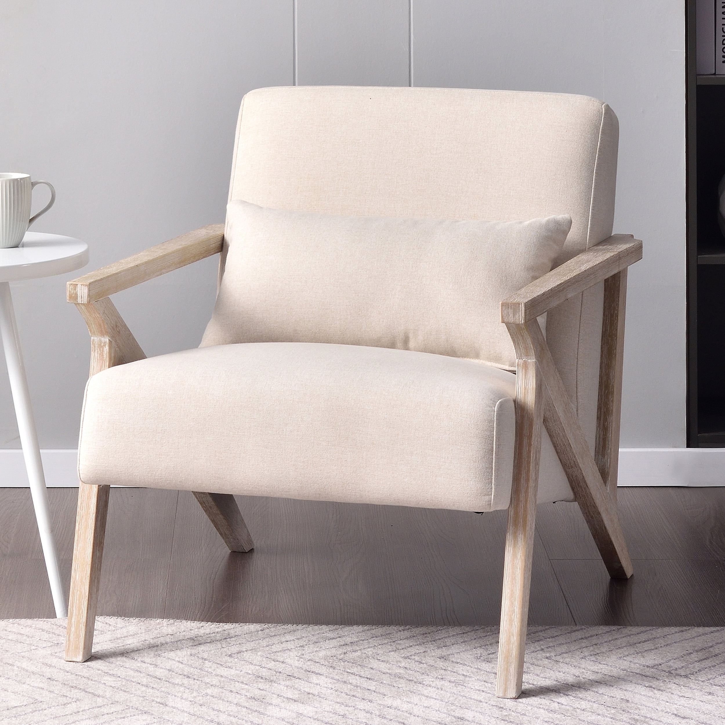 Bonzy Home Mid Century Modern Arm Chair, Wooden Handrail，Single Sofa Armchair for Living Room ...