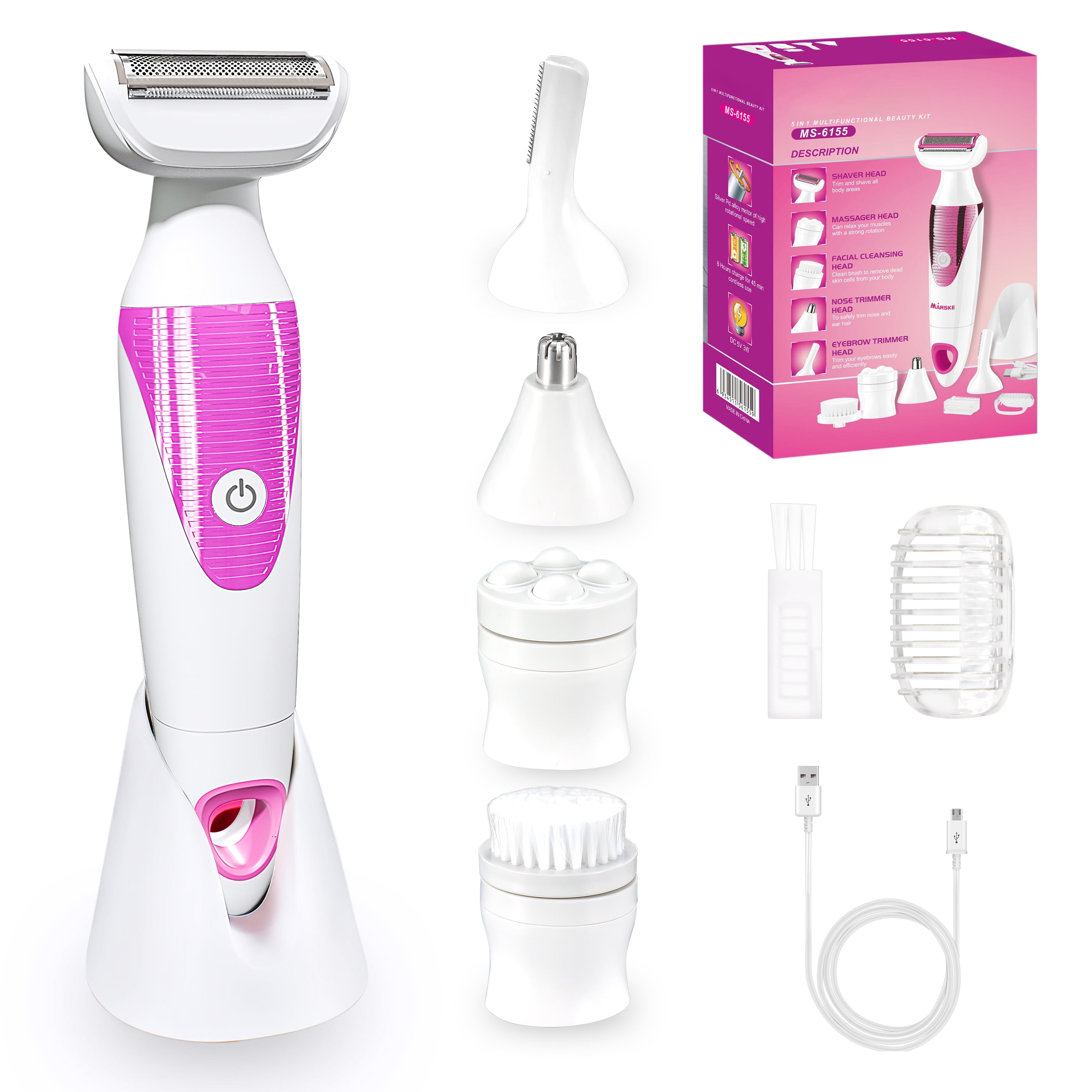 CLEVER BRIGHT Electric Shaver for Women DC 5V 3W USB 5 in 1 Electric ...