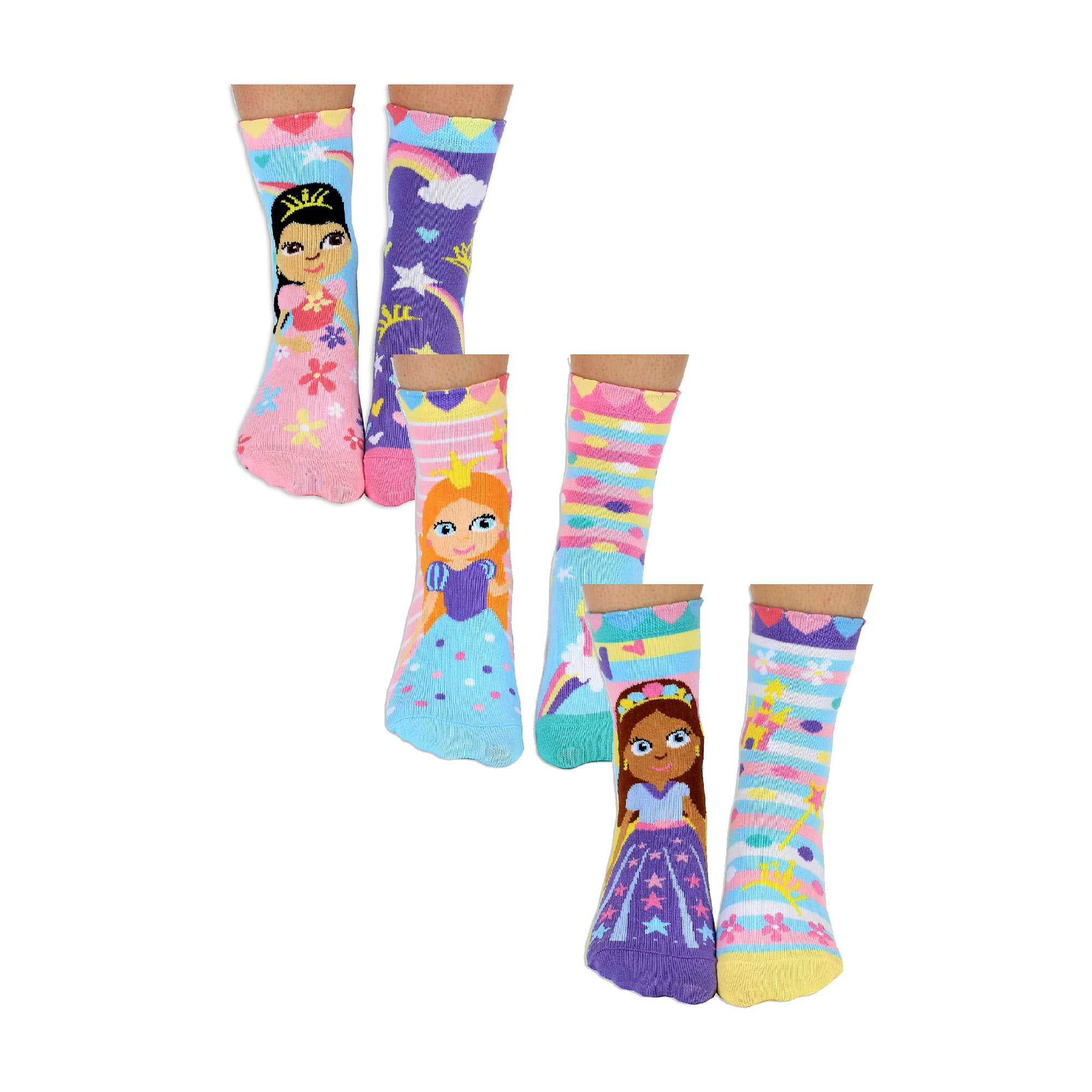 United Odd Socks - 6 Pack Girls Cute Novelty Princess Odd Socks in a Gift Box - Walmart.com