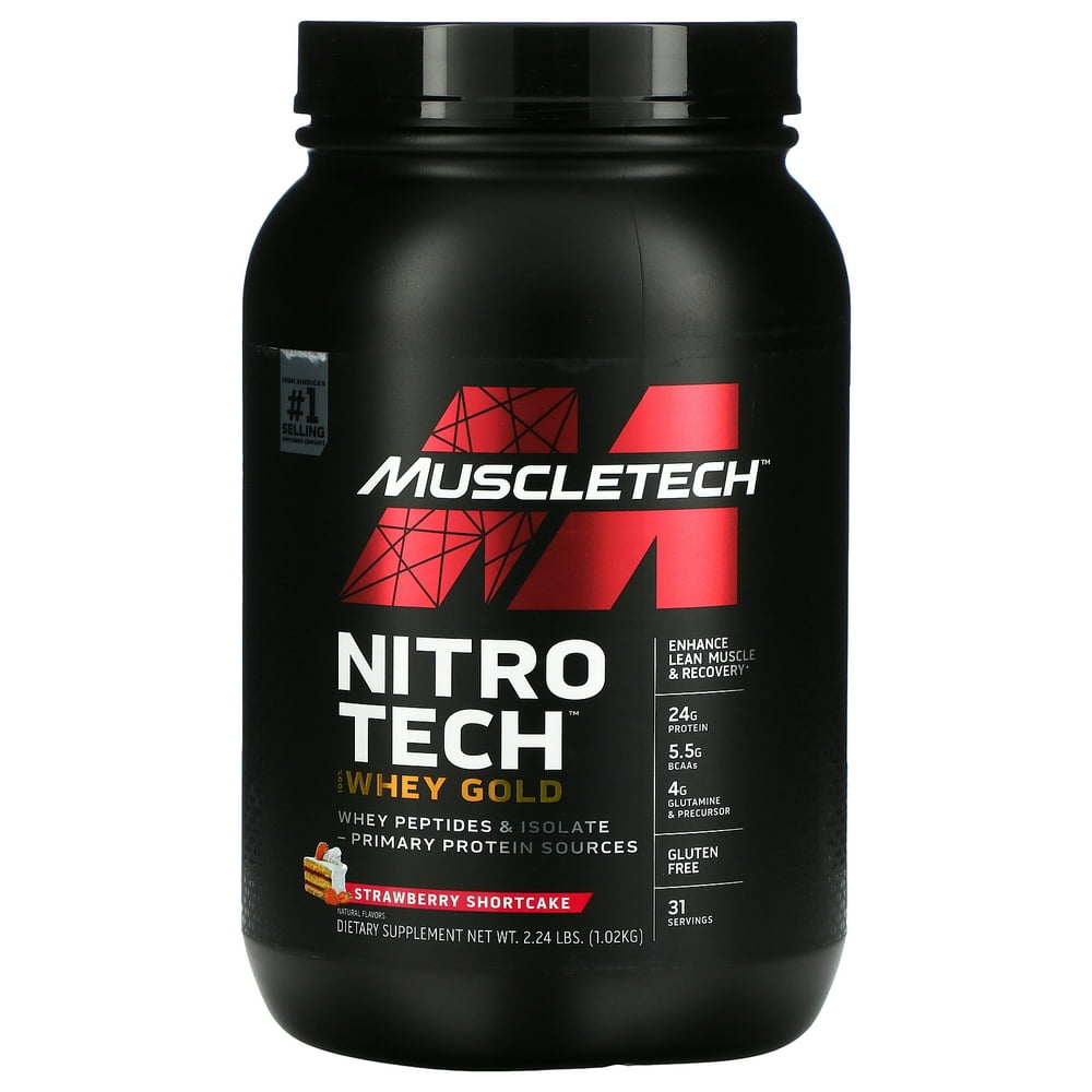 Muscletech Nitro Tech, 100% Whey Gold, Strawberry Shortcake, 2.24 lbs ...